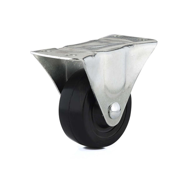 Industrial Black General-Duty Rubber Fixed Caster, 95 kg - Matériaux JLS