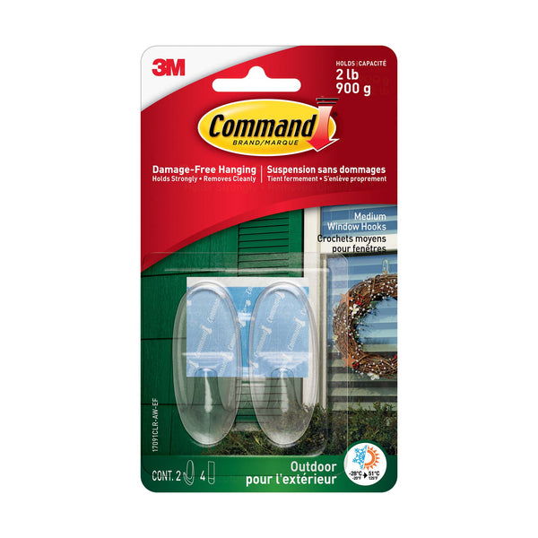 Grand crochet transparent d'extérieur pour fenêtres Command, 1,8 kg (4 ...