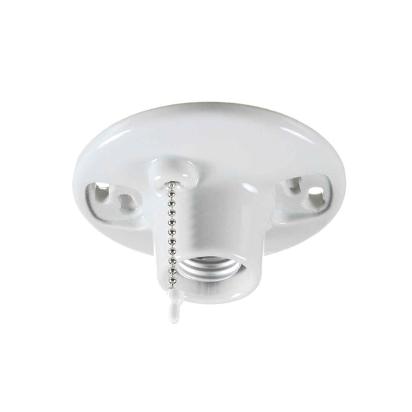 Pull Chain Ceiling Lampholder, White - Matériaux JLS