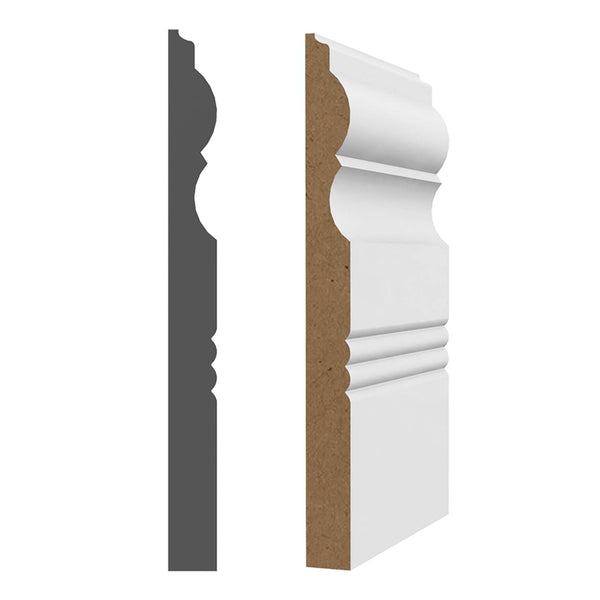 5/8'' x 6-1/2'' x 8' White Primed MDF Baseboard - Matériaux JLS