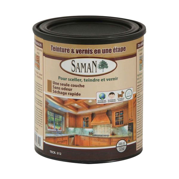 Teak One Step Wood Stain and Varnish, 946 ml - Matériaux JLS