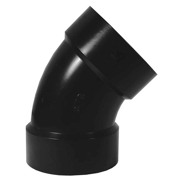 ABS-DWV 45˚ Long Elbow «Hub», 4" - Matériaux JLS