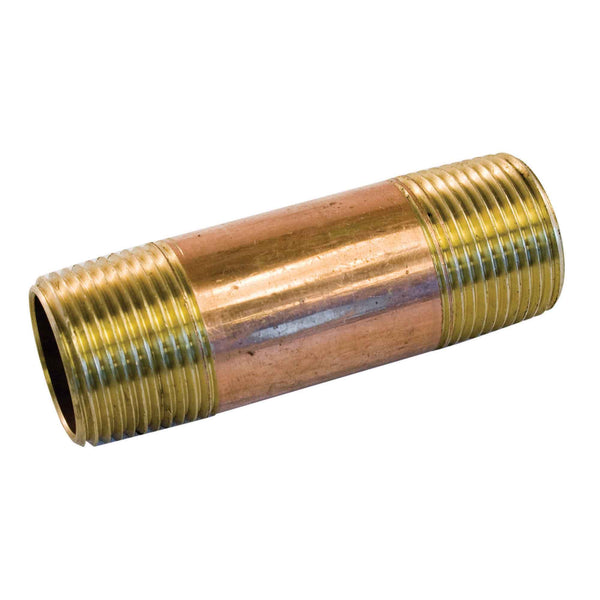 Threaded Pipe Nipple in Brass, 3/4" x 6" - Matériaux JLS