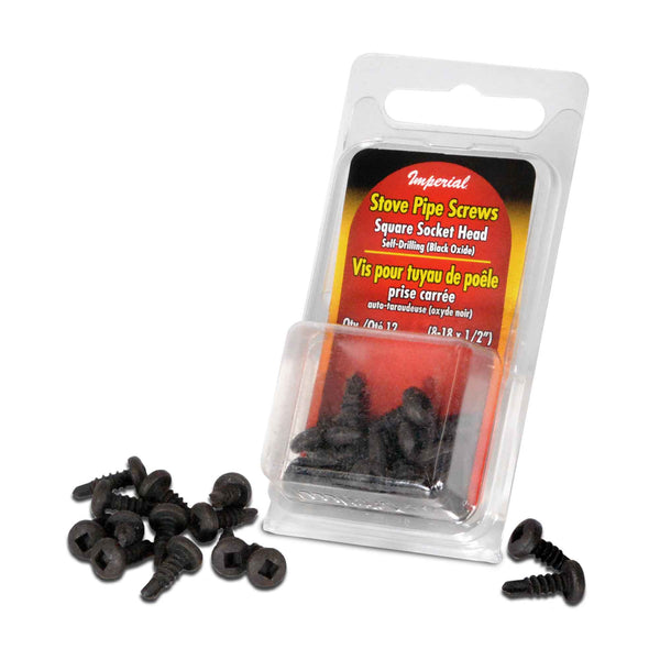 Black Stove Pipe Screws, 12 Units - Matériaux JLS