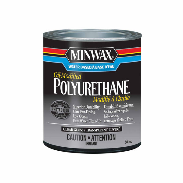 Minwax Water Based Oil-Modified Polyurethane Gloss Clear, 946 ml ...