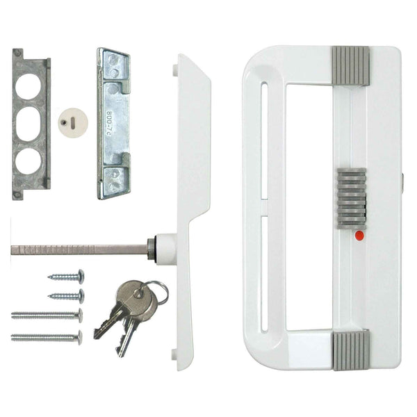 Patio Door Handle Set With Keyed Lock, White - Matériaux JLS