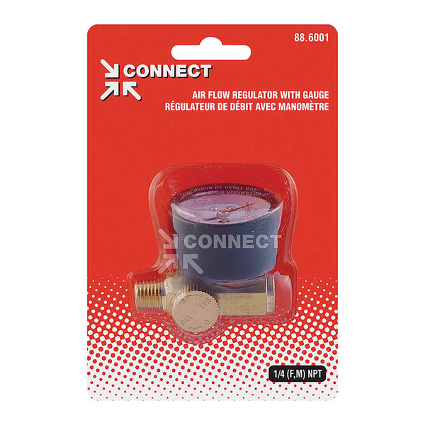 Compressed Air Flow Regulator with Pressure Gauge, 1/4 (F) NPT x 1/4 ...