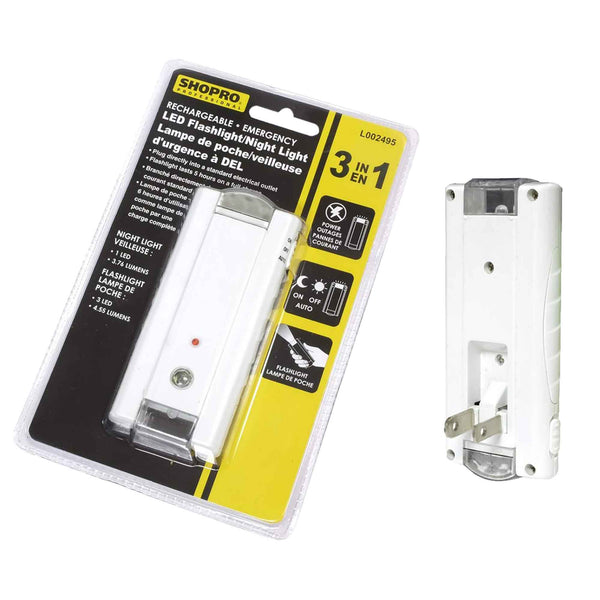Rechargeable Emergency LED Flashlight and Night Light, 3 in 1 ...